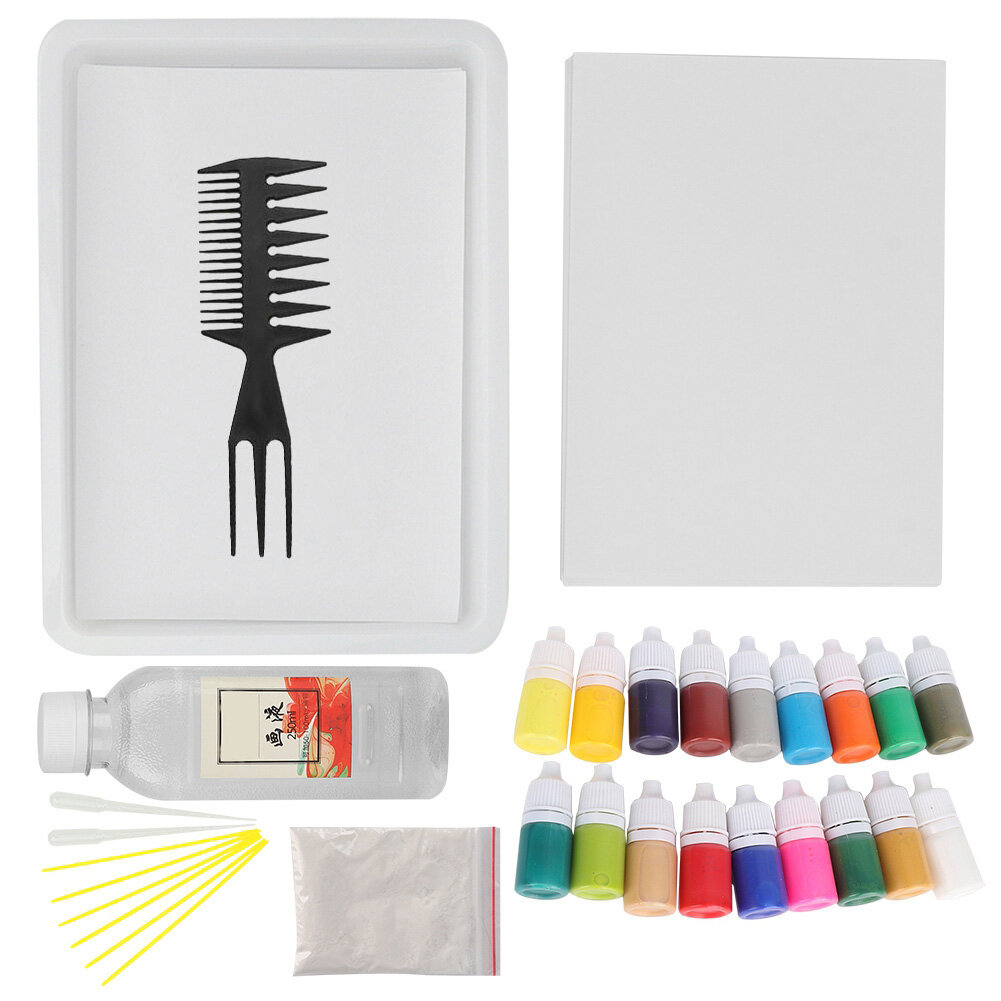 Минеральный пигмент для мраморной краски в ПВХ-бутылке для рисования эбру (A4, 18 цветов, 6 мл)