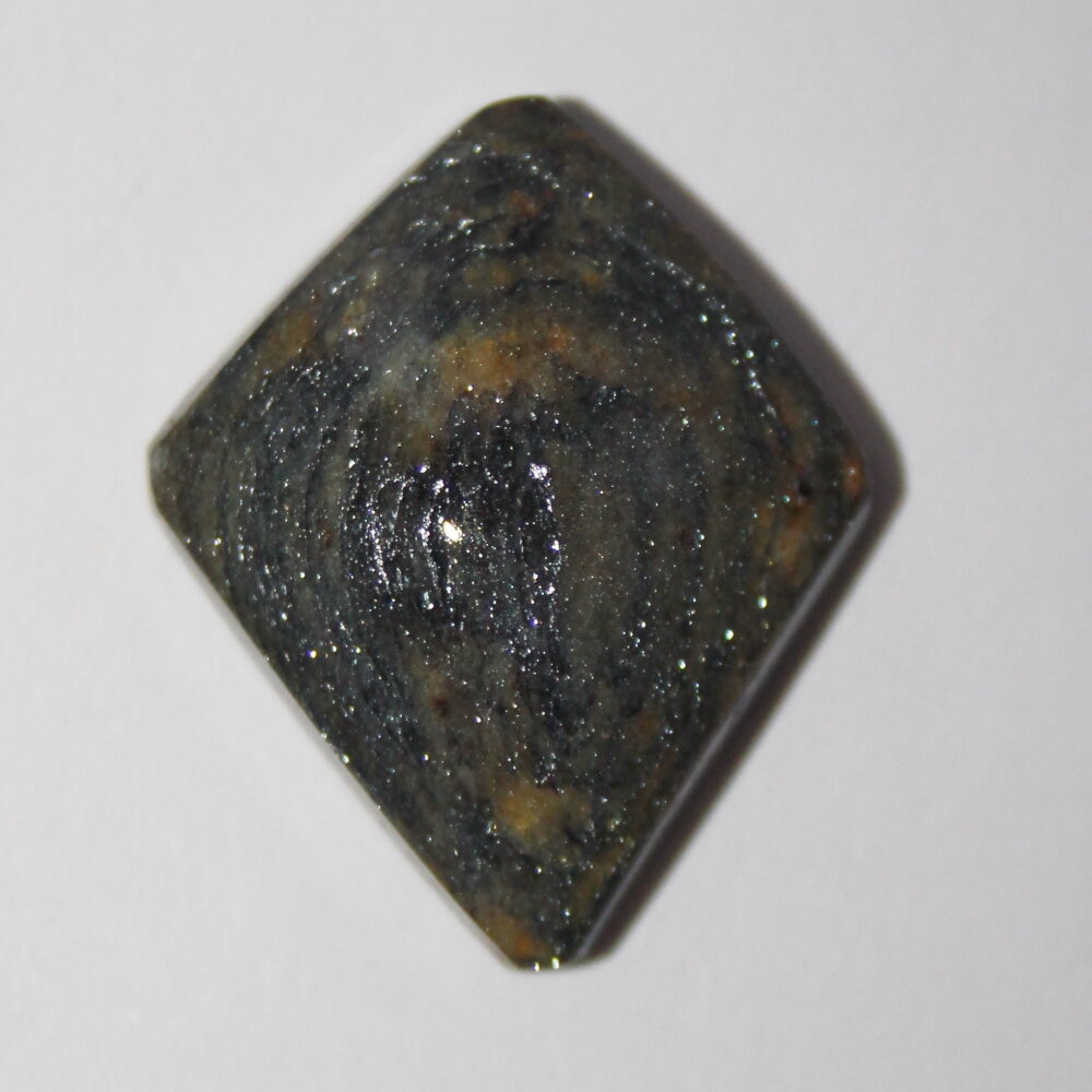 Уткинит, чёрный авантюрин кабошон, 26х21х3 мм, Урал, «True Stones»