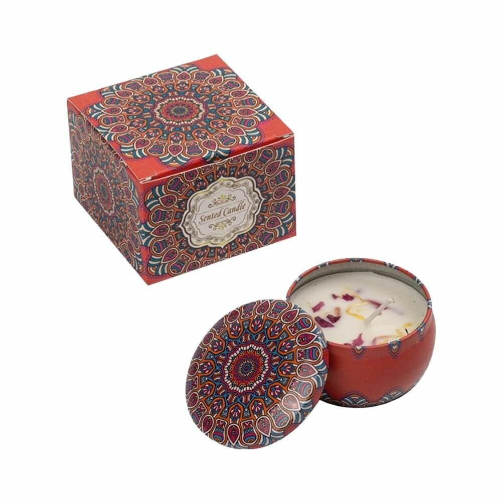 Ароматическая свеча с сухоцветами в жестяной банке, соевый воск для устранения запахов, бездымная свеча для дома