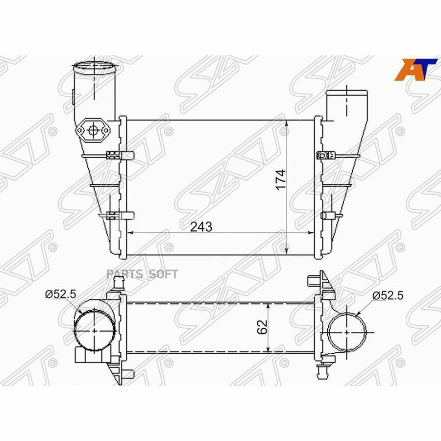 Интеркулер Audi A4 94-01 / A6 94-05 от официального дистрибьютора, SAT, артикул ST058145805G