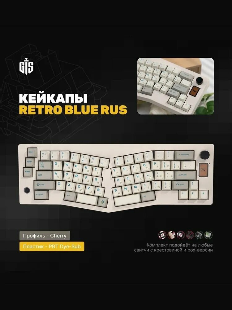 Кейкапы, для механической клавиатуры, с кириллицей, PBT, профиль Cherry