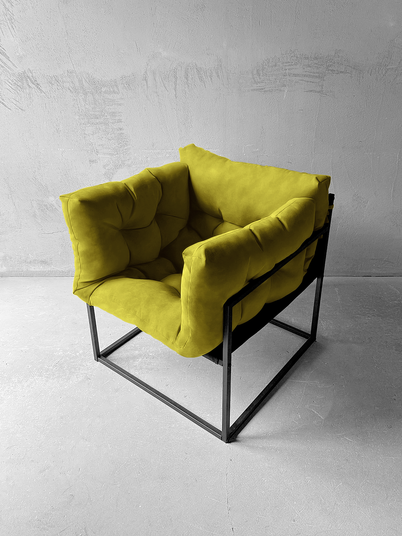 Кресло для отдыха Блок велюр желтый