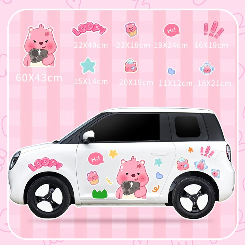 Наклейки на кузов автомобиля Panda mini, липкие, в виде лоуипа, рубинового маленького бобра, для декора кузова,