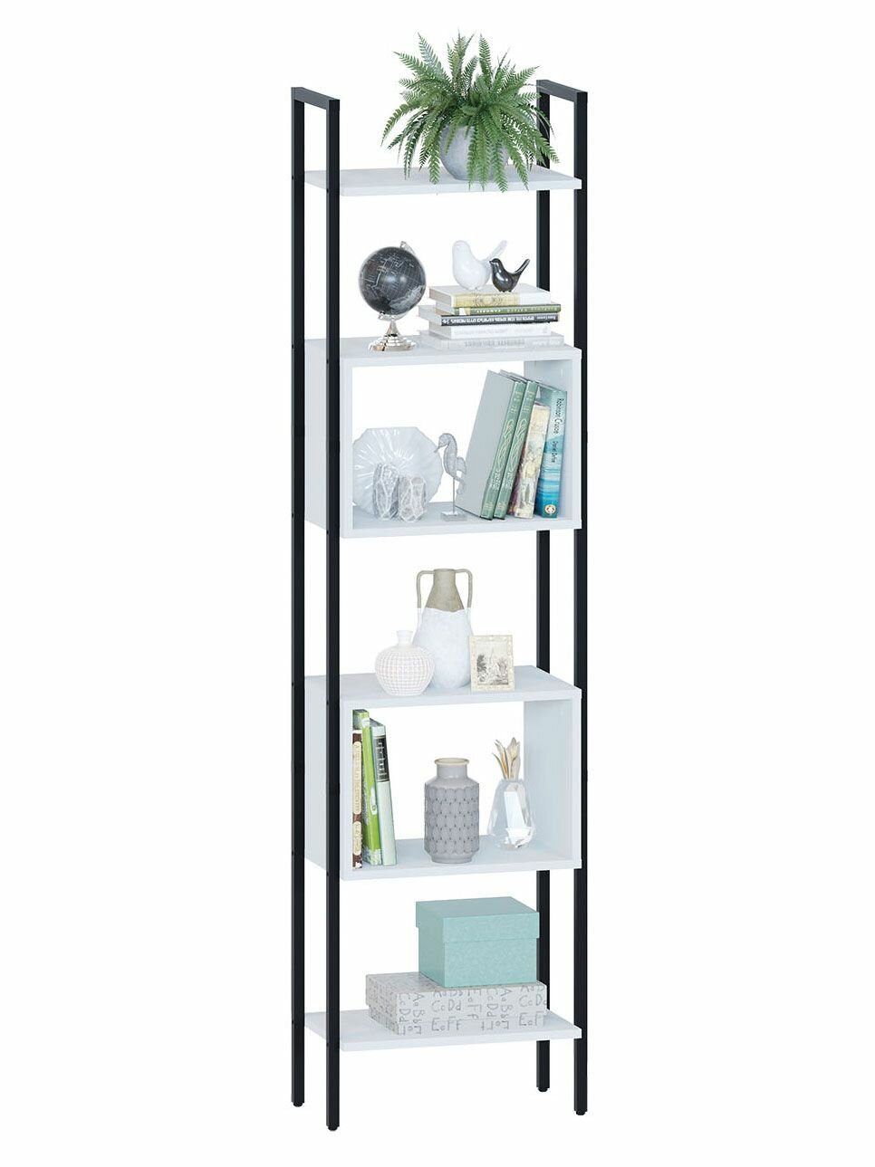 Стеллаж Компарт, прямой, открытый, 48.6х29.6х185 см, Белый