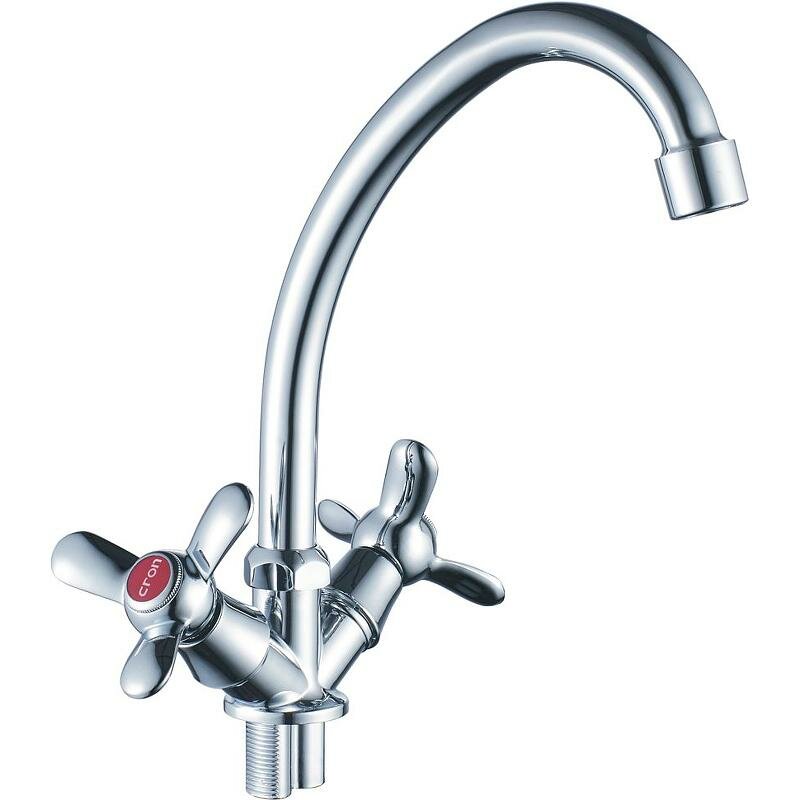 Смеситель для кухни Cron CN4012-2 Хром Поворотный, современный дизайн