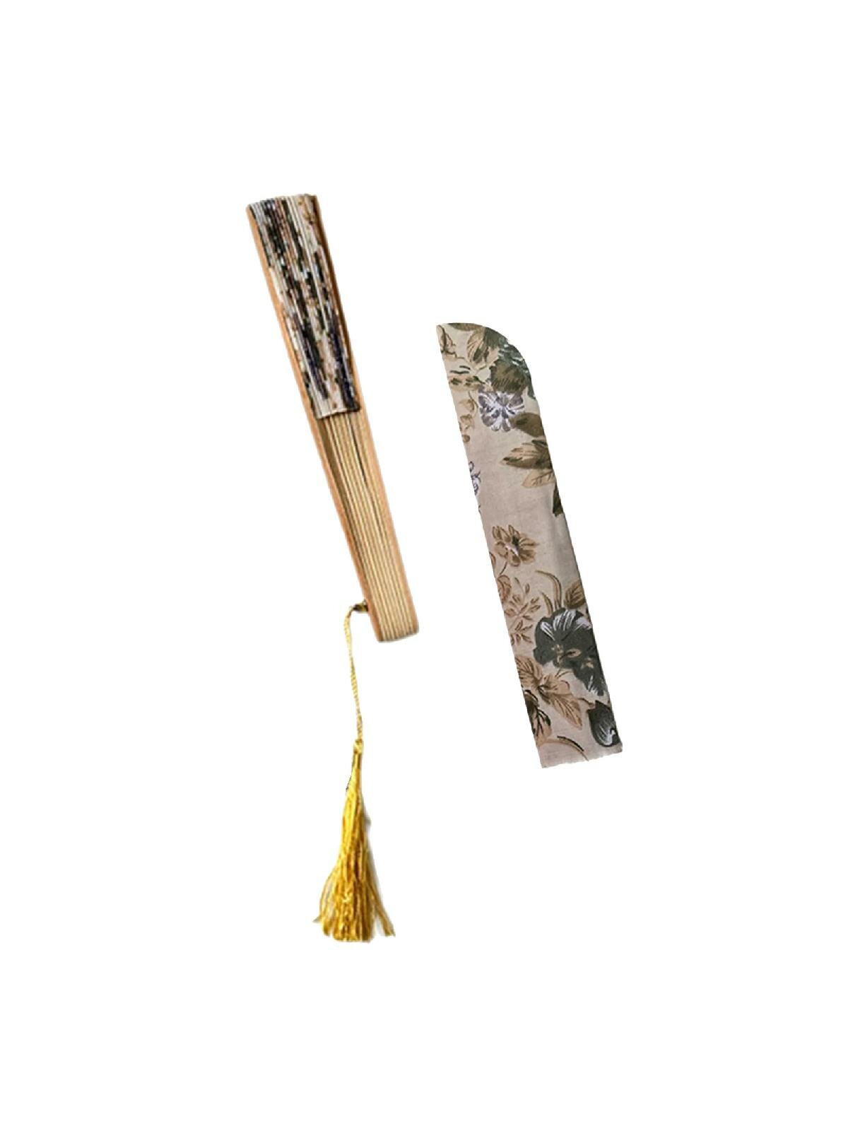 Портативный складной веер из шелковой ткани с винтажным цветочным узором для фотосъемки