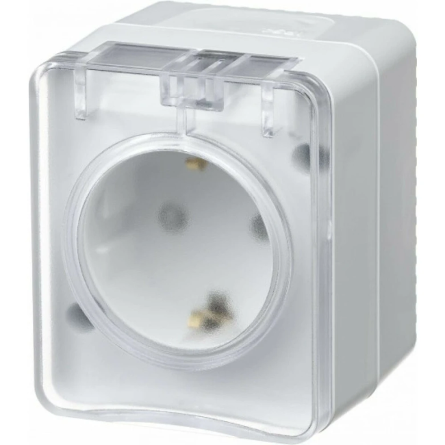 Розетка Systeme Electric ATN540145 AtlasDesign PROFI IP54 O/У с заземлением со шторками 16А 250B, белый