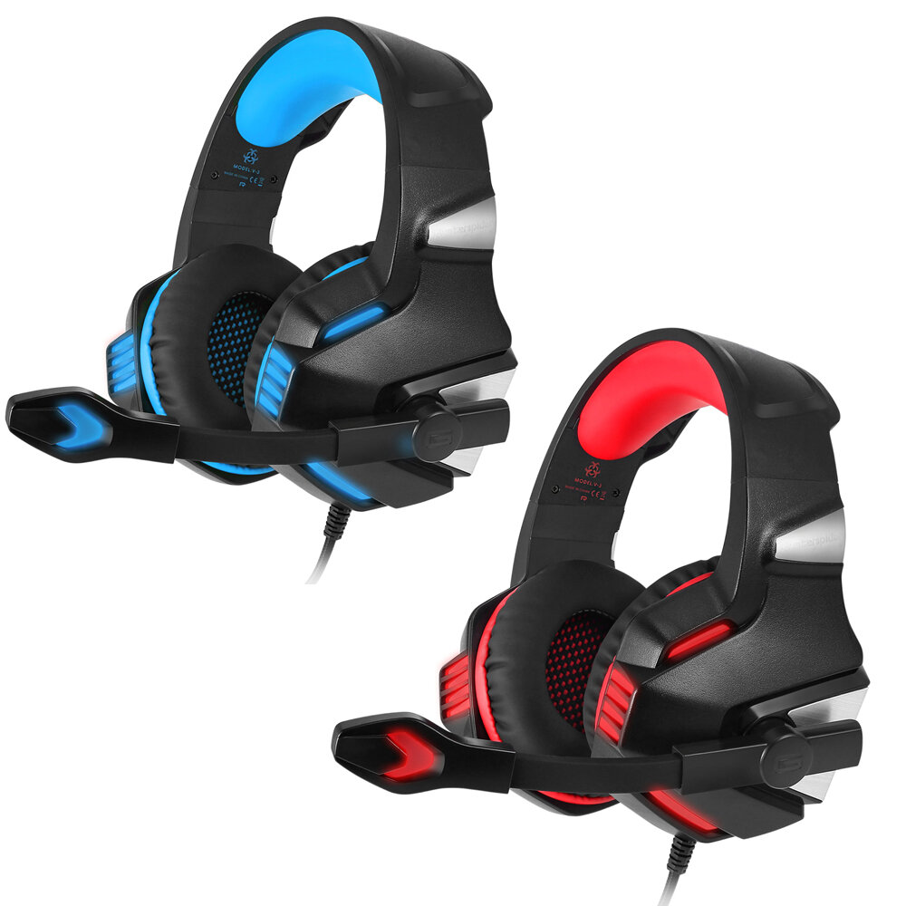 Hunterspider V-3 3.5 мм проводные игровые гарнитуры наушники с шумоподавлением и микрофоном светодиодная подсветка регулировка громкости красные для ПК ноутбук PS4 New XBOX ONE