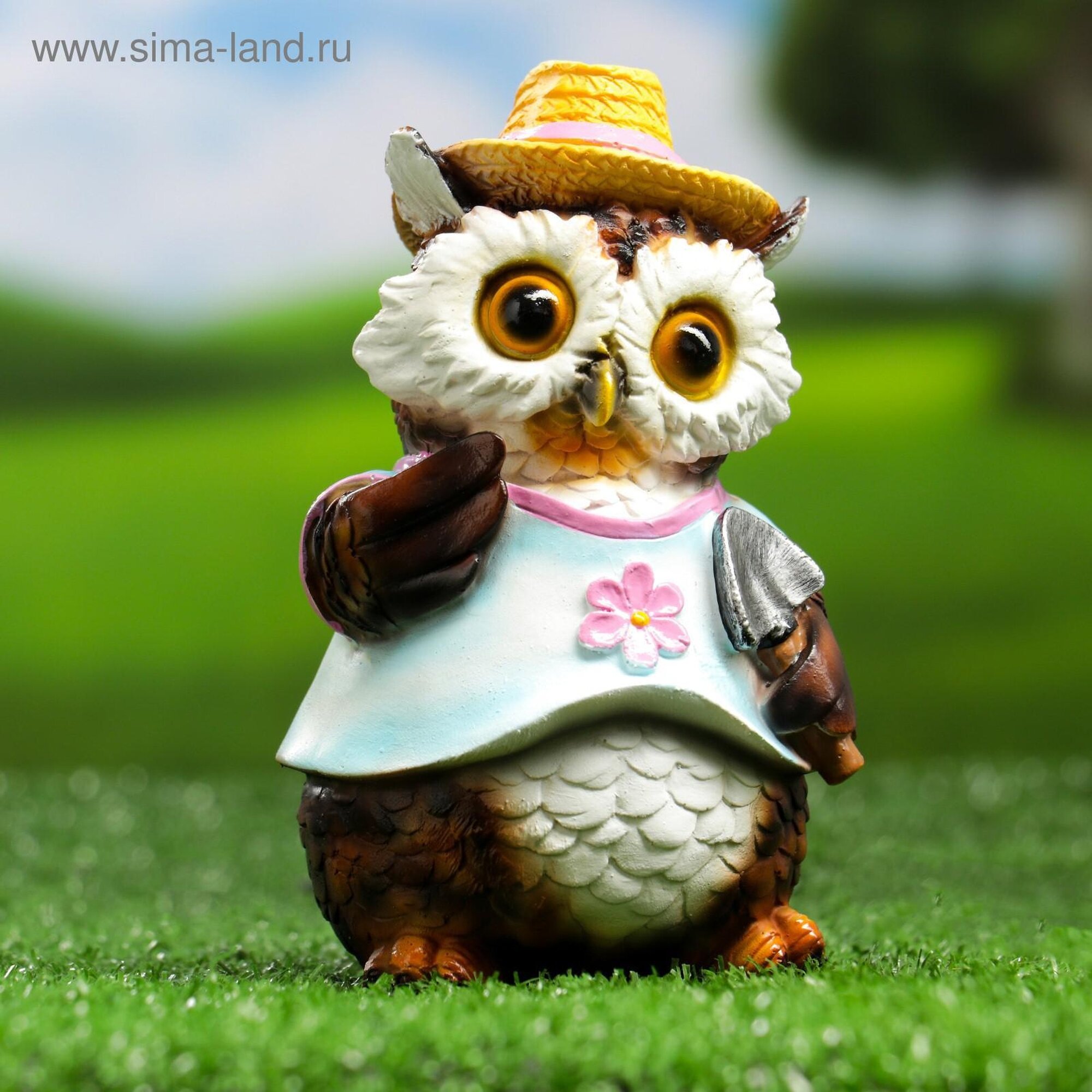 Садовая фигура Хорошие сувениры "Филин в шляпке с лопаткой", 10х9,5х15 см