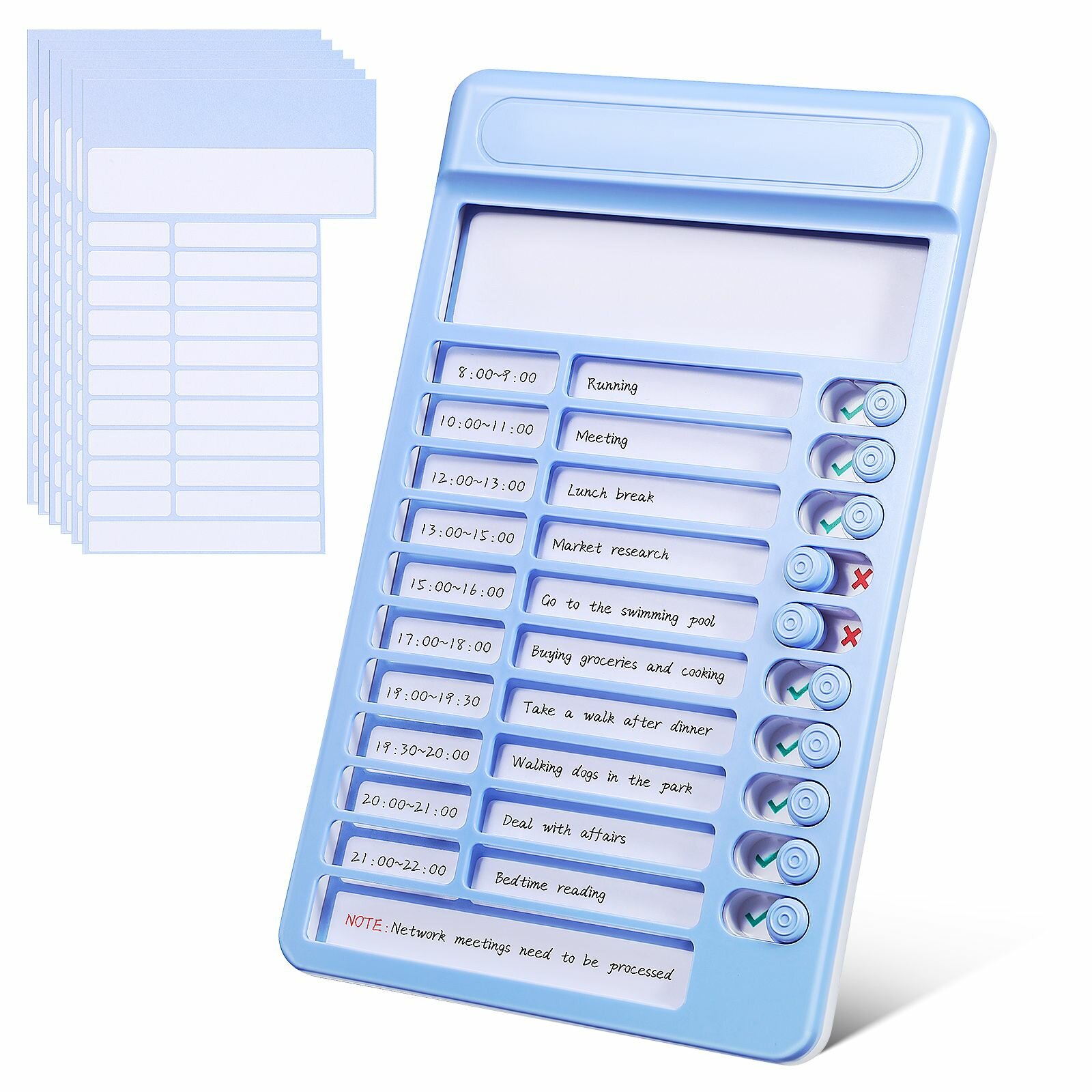 Пластиковая доска с ползунками синий цвет для визуального расписания и планирования