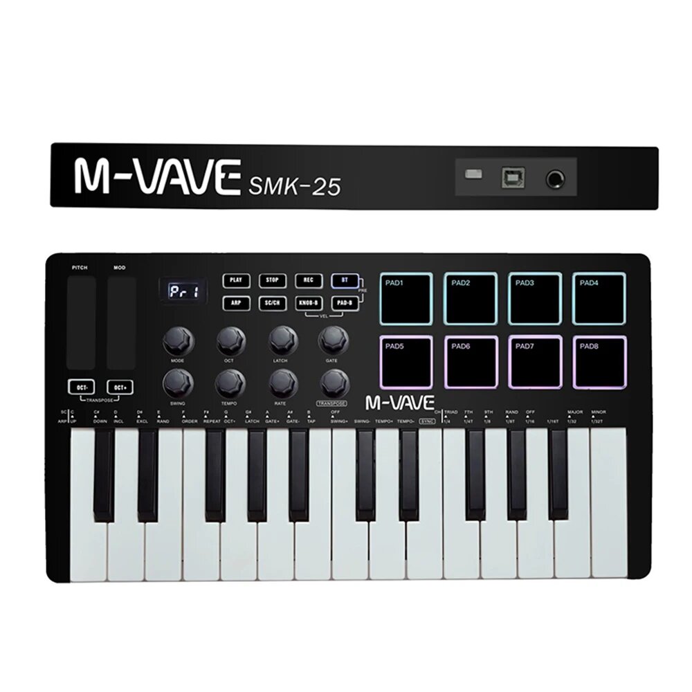 M-VAVE MIDI 25-клавишный контроллер пианино Black