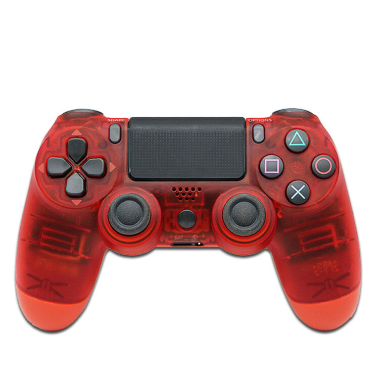 PS4 Wired Vibrate Game Controller Handle Dual Double Shock for PS4 (Transparent Red), USB Cable, 2.2m Cable Length, 162x55x98mm Size, 0.25kg Weight, Digital Analog + Mode Analog Function, ABC Material, Double Impact Function