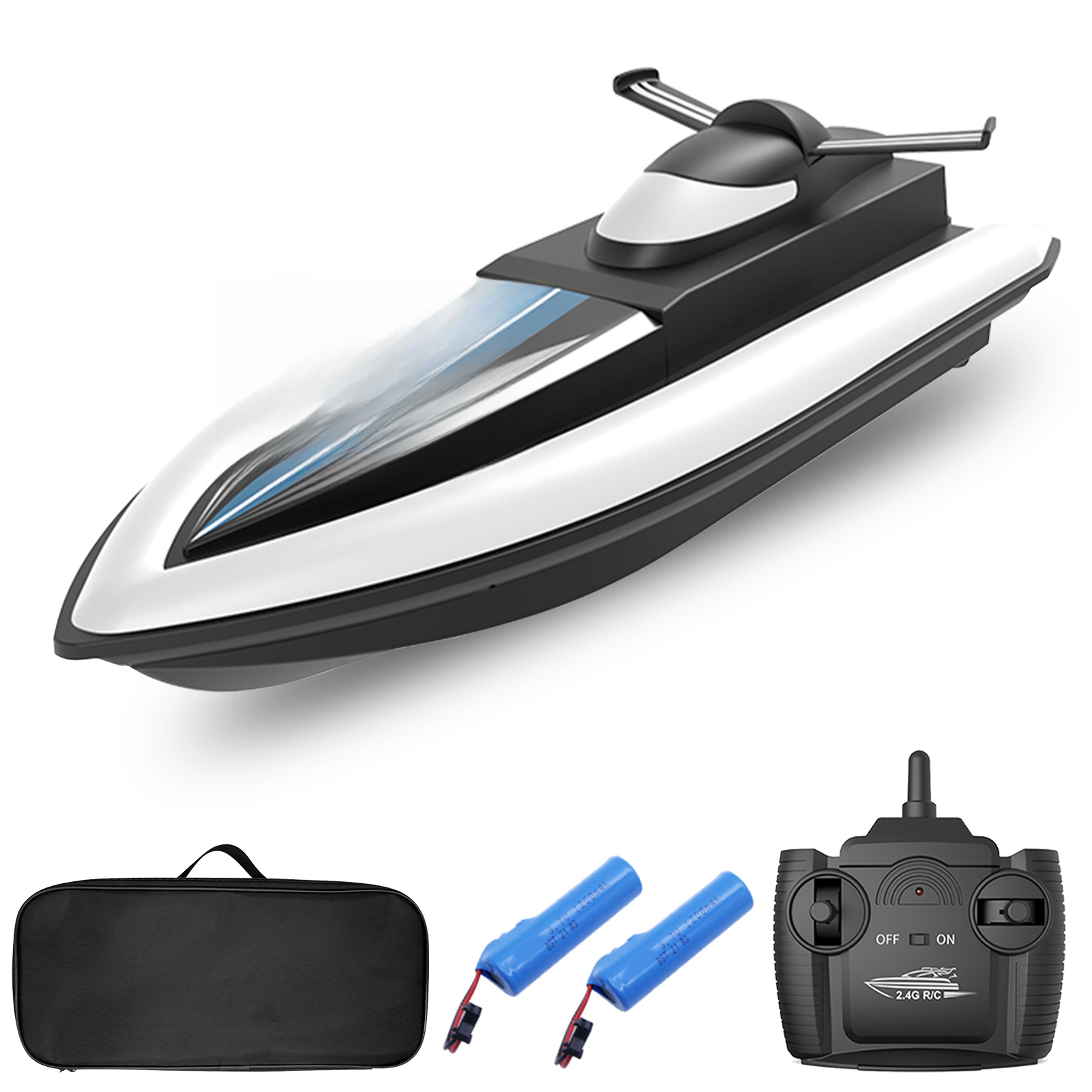 Лодка радиоуправляемая LSRC RC Boat 2.4GHz водонепроницаемая игрушка для озера бассейна моря подарок для детей мальчиков девочек красный черный ABS 4 канала скорость 15-20км/ч батарея 3.7V 1200mAh время заряда 60мин время использования 35мин дистанция
