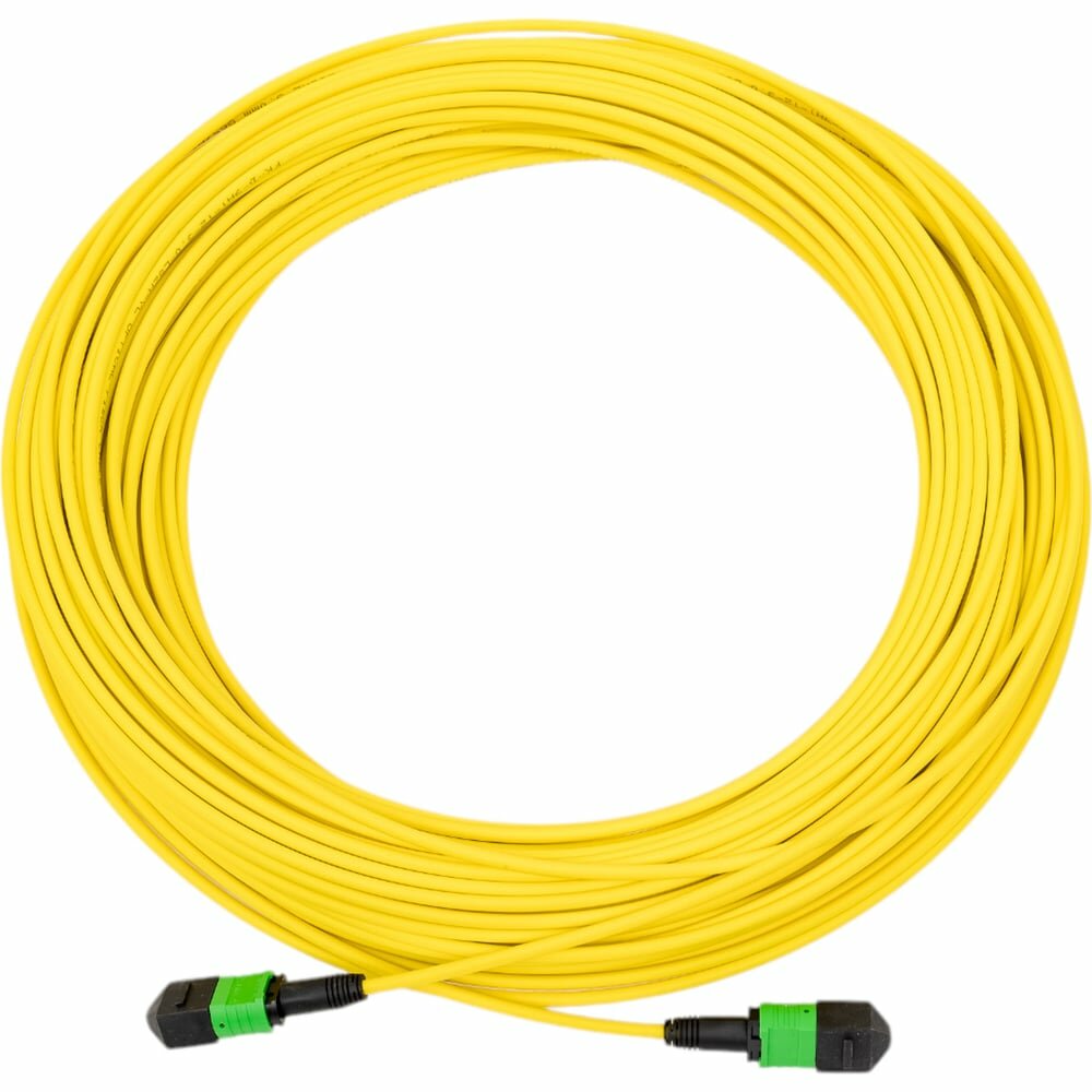 Кабельная сборка TopLan MPO-MPO, 12 волокон OS2, тип B (Key Up-Key Up), низкие потери, LSZH, 30 м, желтая TOP-12M-12M/OS2B-30