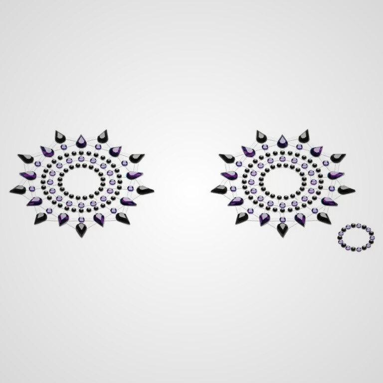 Набор стикеров Breast & Pubic Jewelry Crystal Stiker черный + фиолетовый 2 шт MYSTIM Breast & Pubic Jewelry Crystal Stiker Стикеры 2 шт
