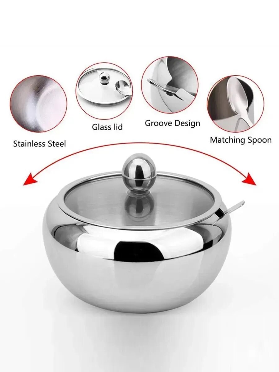 Сахарница с крышкой и ложкой