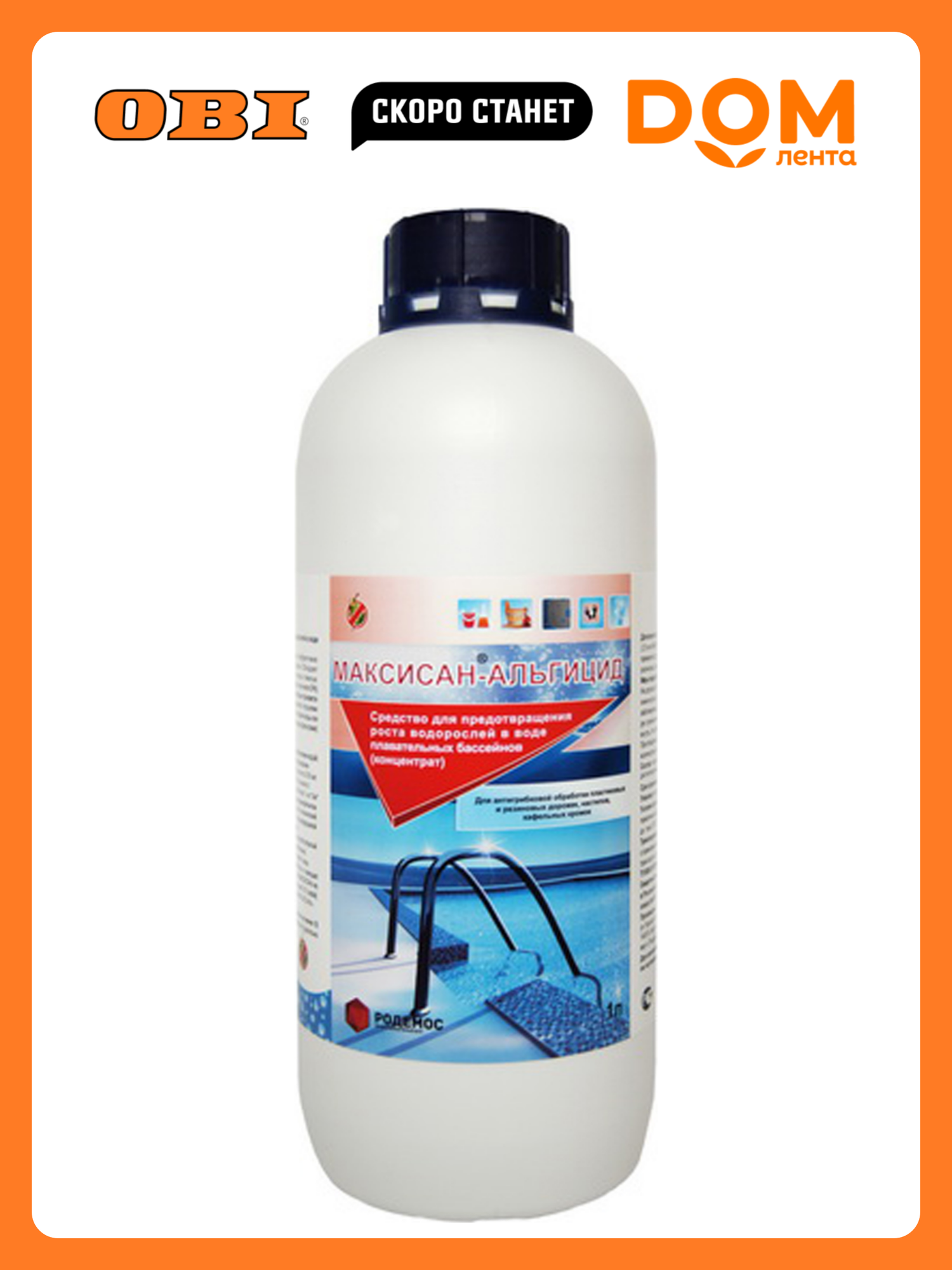 Альгицид Максисан, для бассейнов, концентрат, против водорослей, 1 л