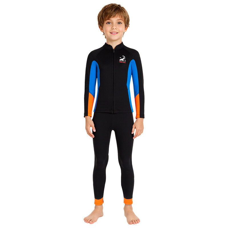 2.5 мм Детский гидрокостюм для мальчиков, двухкомпонентный купальник с длинным рукавом, теплый, защищающий от холода, костюм для снорклинга, серфинга, защита от солнца, костюм от медуз