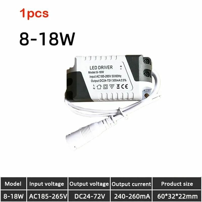Светодиодный драйвер постоянного тока 24 В 8-18 Вт Трансформатор освещения Потолочный светильник Адаптер питания