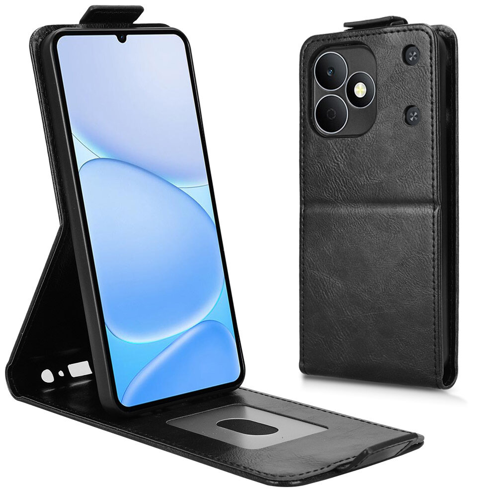 Чехол-флип MyPads Prestige Verticale для Realme Note 80 вертикальный откидной вниз, из импортной эко-кожи, черный MyPads