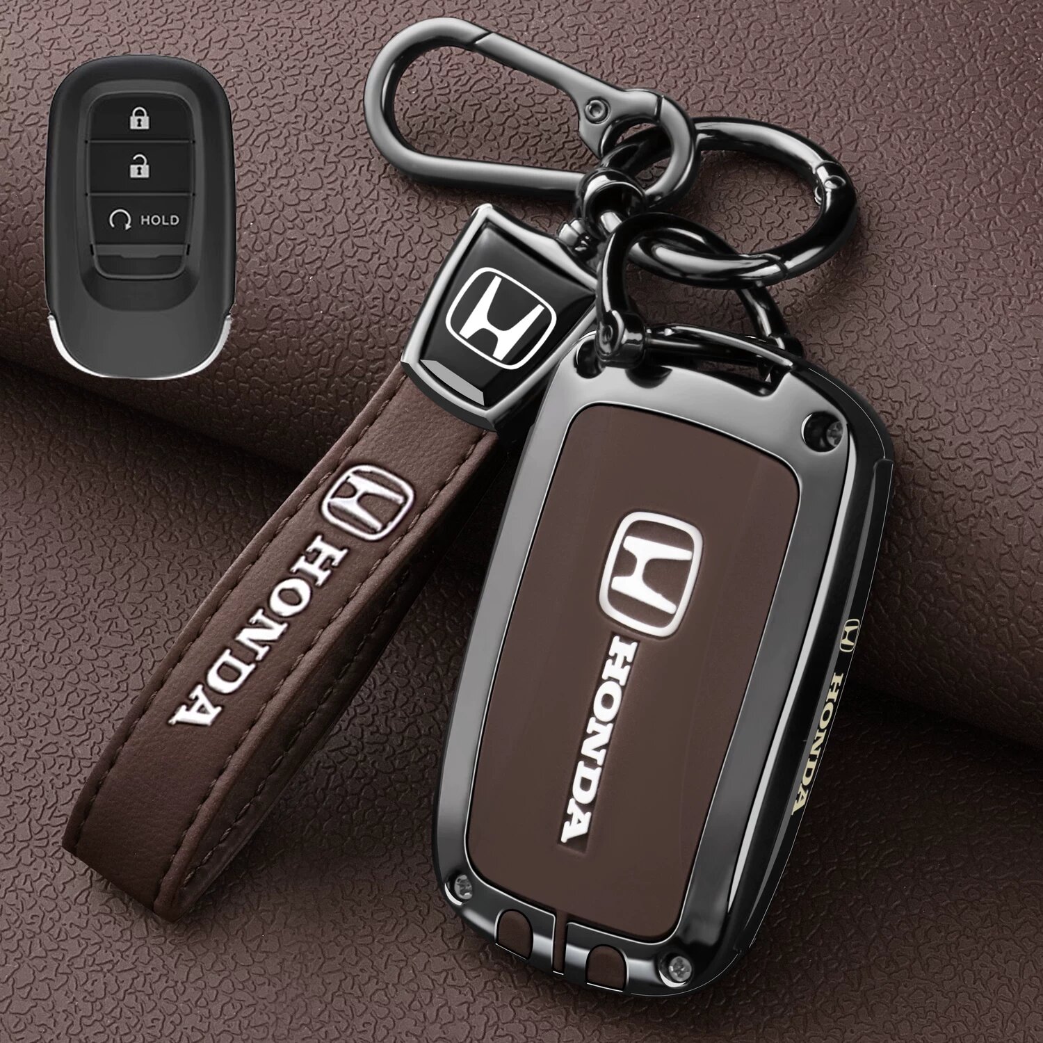 Чехол для ключей Honda A-Style с шнурковой застежкой, коричневый - Прочный чехол для моделей Honda CR-V, Civic, Accord