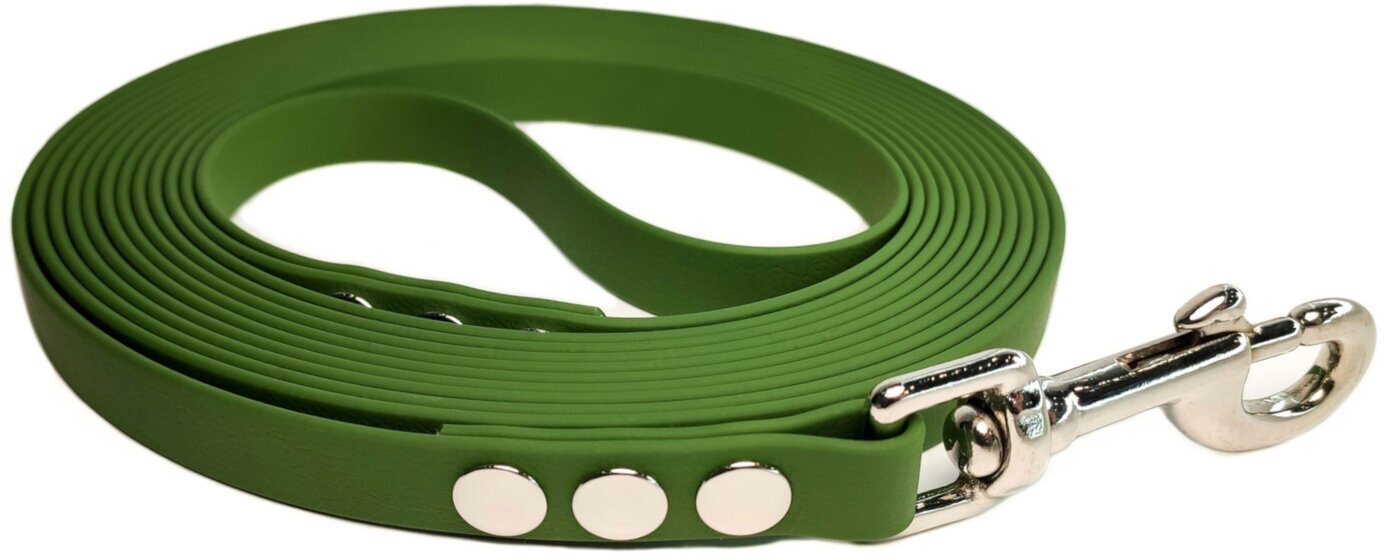 R-Dog Поводок из биотана, усиленный стальной карабин, цвет оливковый, 2 метра, ширина 1,6 см