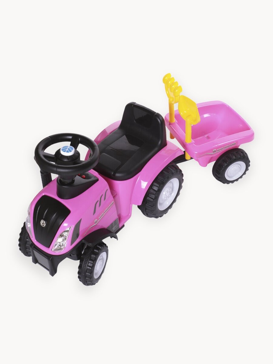 Пушкар машина-каталка детская New Holland Tractor Babycare, звуковые эффекты, розовый