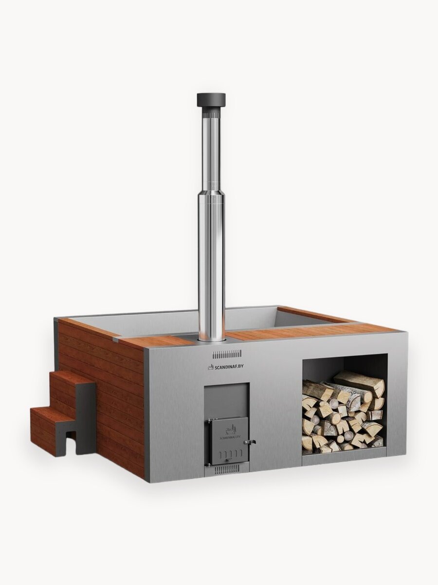Купель на дровах с подогревом SCANDINAF Elite 200 см, 4-6 чел.