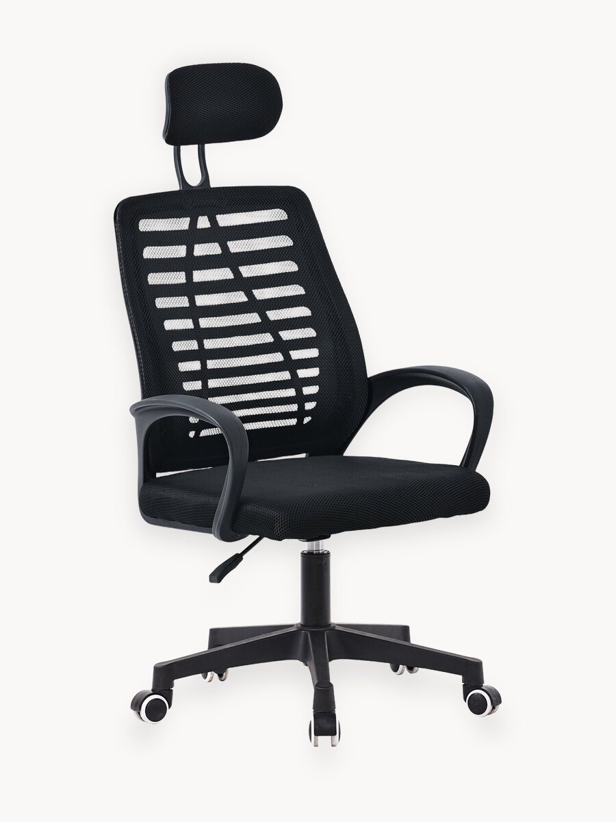 Кресло компьютерное офисное Prestige стул со спинкой детский игровой на колесиках для школьника черный, сетка Ами мебель