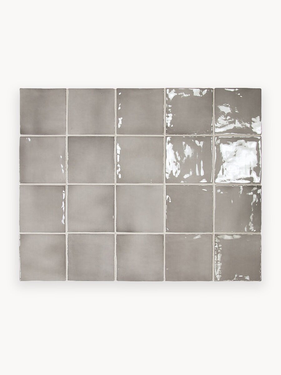 Плитка Equipe "Manacor Mercury Grey", 26917 квадратная, серая, глянцевая, 10х10 см, уп 0.6м2 (60шт.)