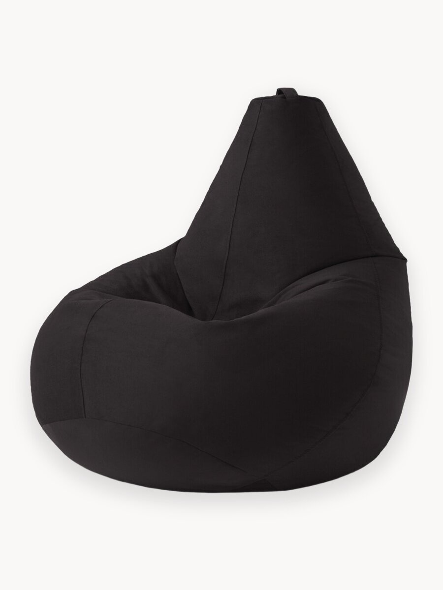 Кресло мешок MyPuff, бескаркасное кресло, пуфик мешок, размер 4XL, мебельный велюр, черный