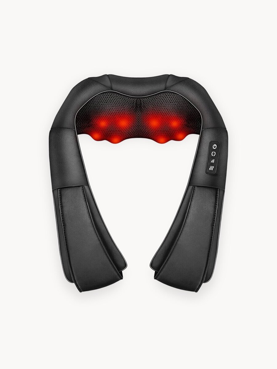 Электрический массажер для спины, шеи, ягодиц и плеч с подогревом, Массажная подушка, Массажная накидка, черный
