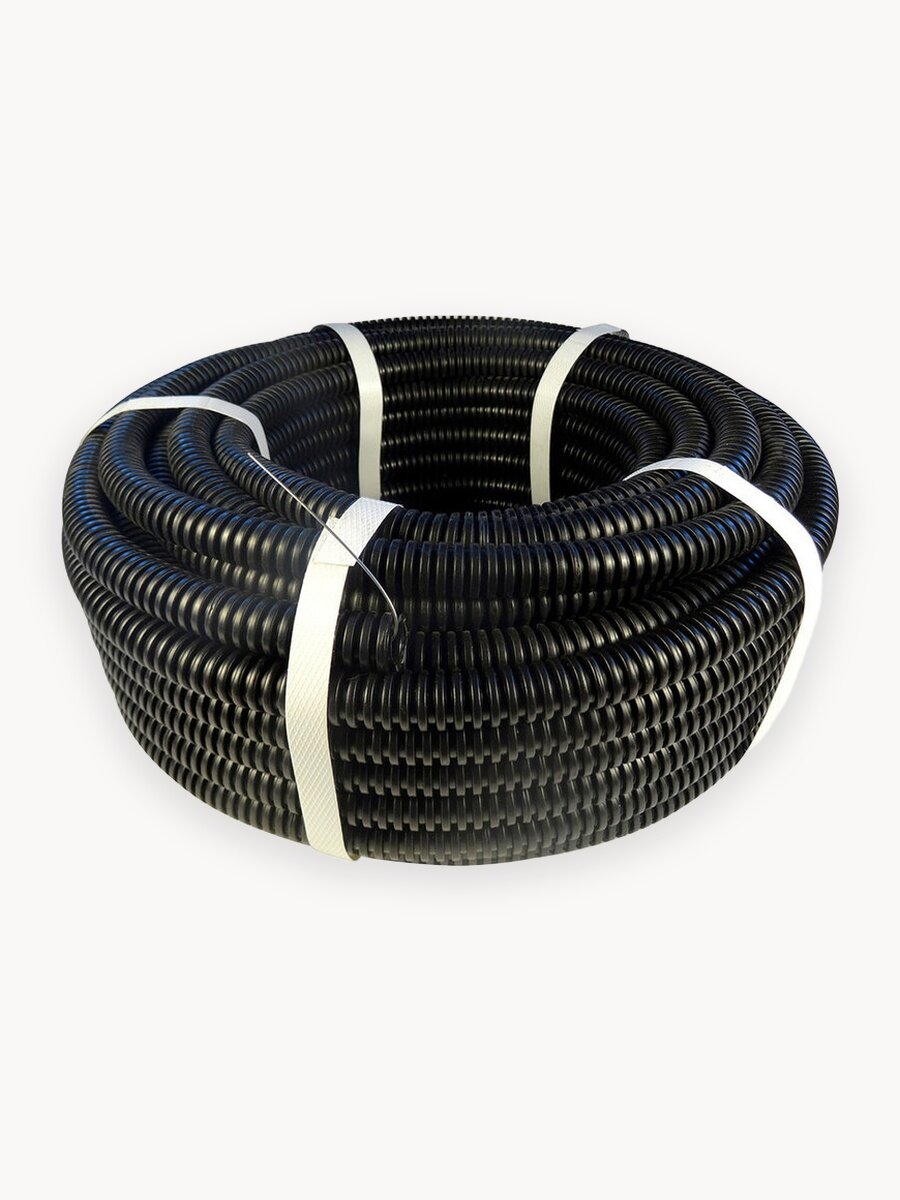 Труба гибкая гофрированная ПНД 20мм с протяжкой лёгкая (50м) чёрный