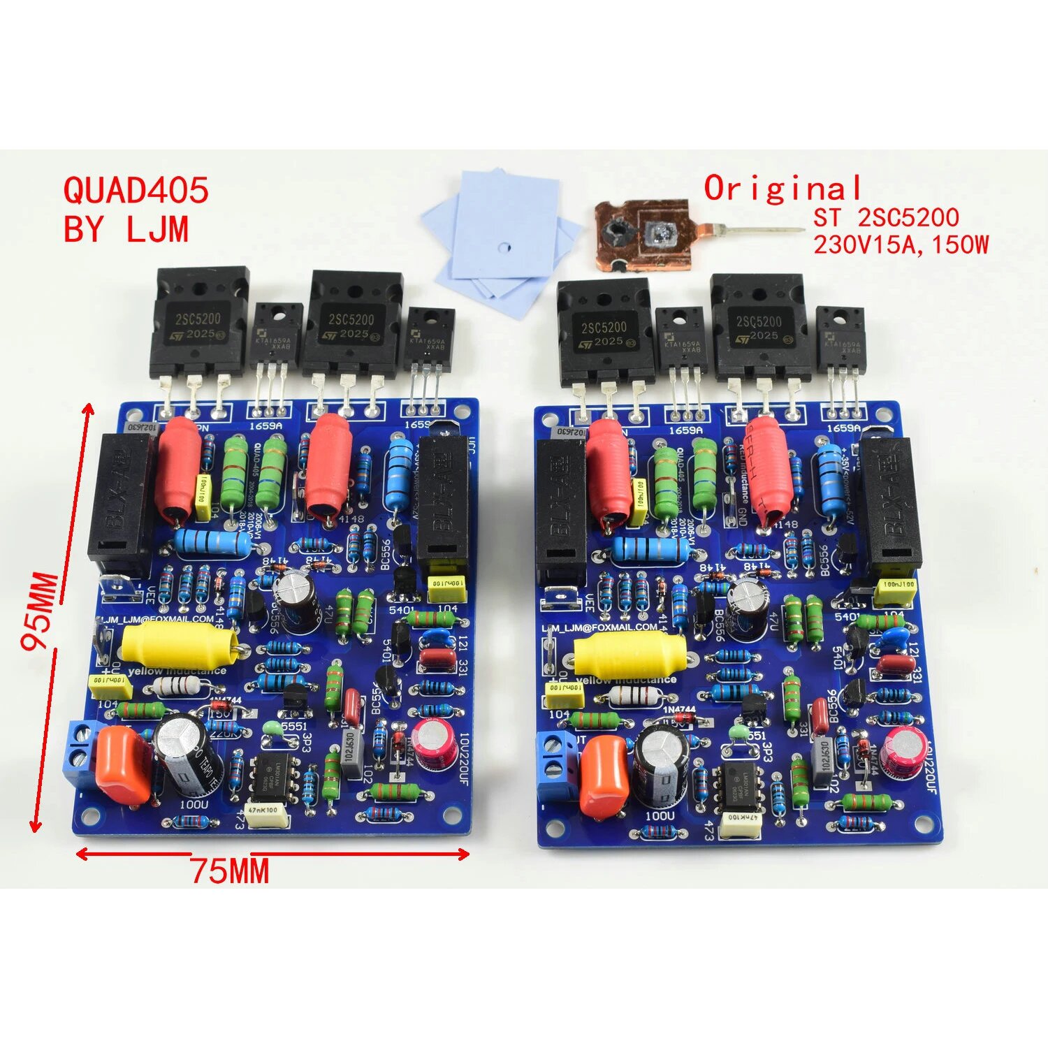 Плата усилителя мощности ERISU AUDIO QUAD405 100 Вт * 2, 2 шт. Finished board