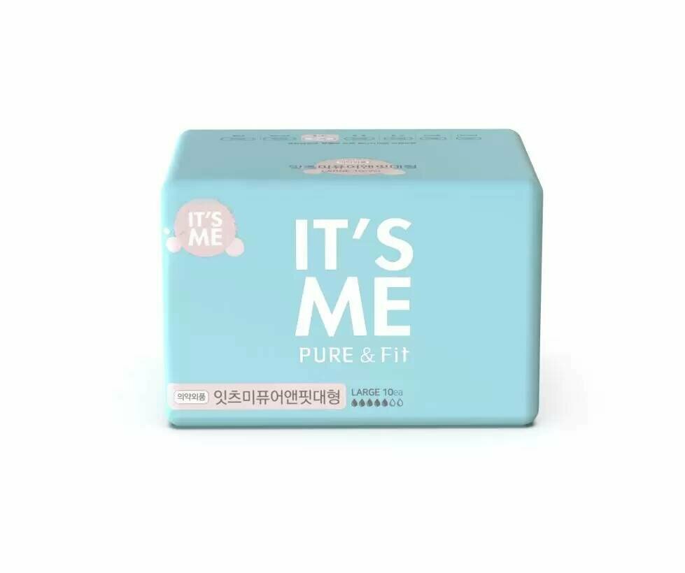 It's Me Прокладки женские гигиенические с крылышками, 4 капли Pure & Fit pads large, 10шт