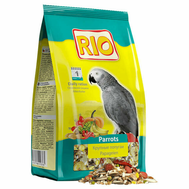 RIO корм для крупных попугаев 1 кг - сбалансированное питание с витаминами и минералами
