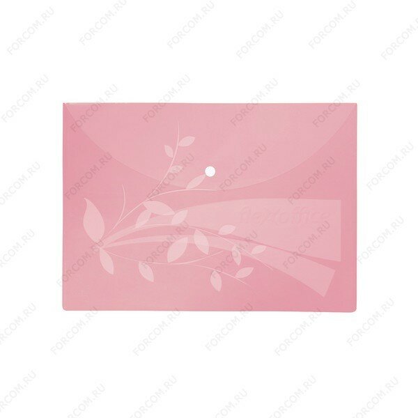 Папка конверт с кнопкой FlexOffice А4 (340x240мм), 0,12 мм, розовая (FO-CBF02 PINK)