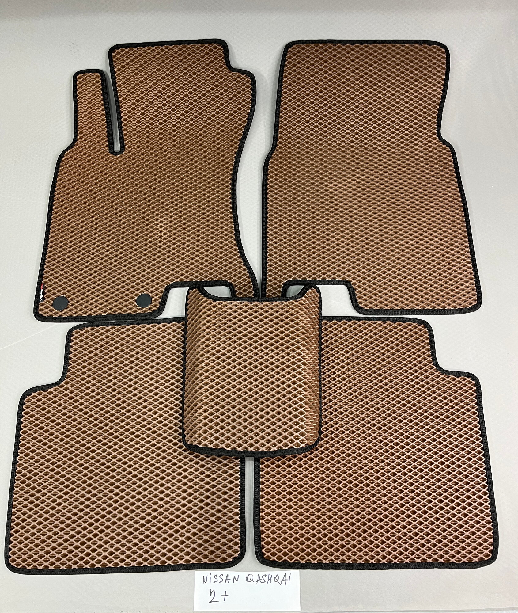 CARSTAR | Коврики EVA для Nissan Qashqai+2 (2008-2013) коричневые с чёрным кантом