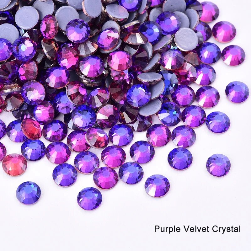 Oleeya фиолетовые бархатные стразы горячей фиксации SS6 SS8 Фиолетовый, ss16-1440Pcs, Purple Velvet