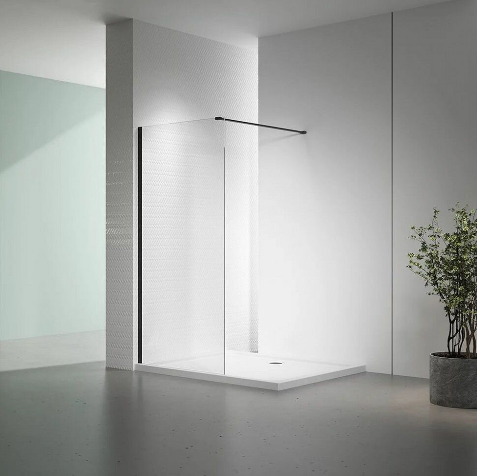 Душевая перегородка Veconi Korato KR-72B, 70 см, стекло прозрачное, профиль черный матовый KR72B-70-01-C7