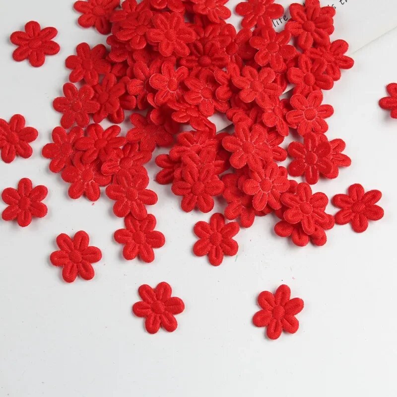 Войлочные цветы для волос 100 шт. Красный, red, 2 pack