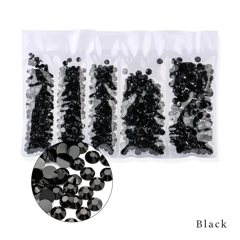 Стразы QIAO полимерные разноцветные 3-5 мм 2000 шт. Черный, 37