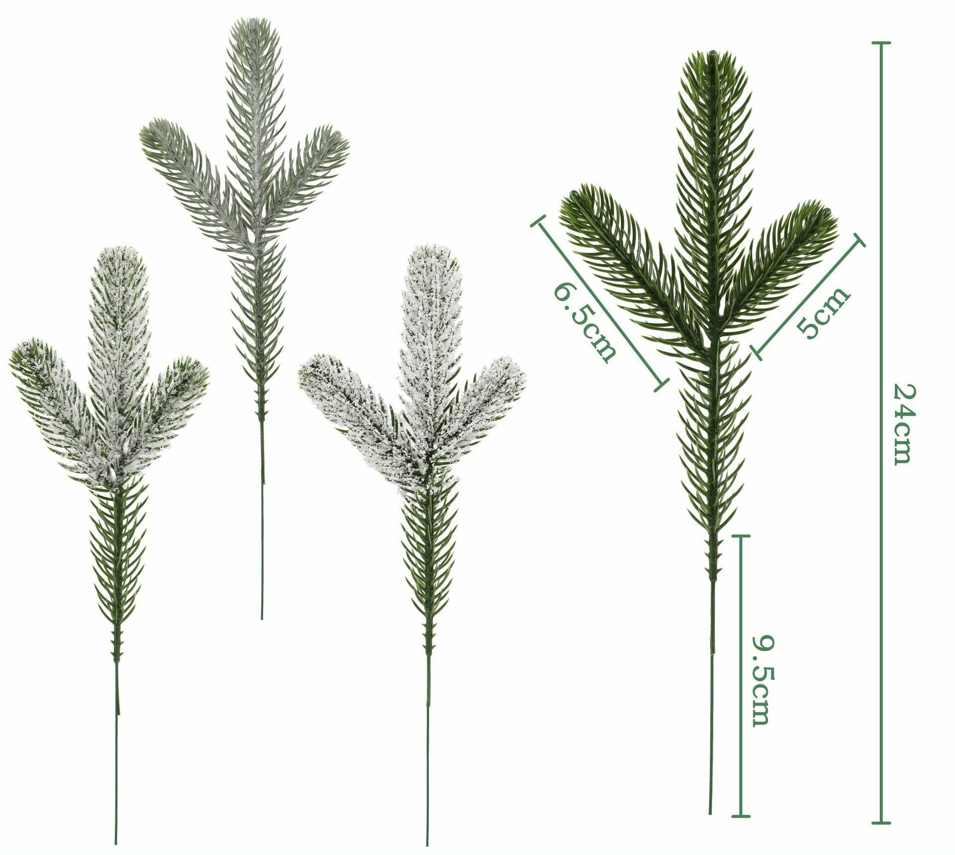 Еловые ветки и лапки искусственные для декора, 3лапок на ветке, 24 веток