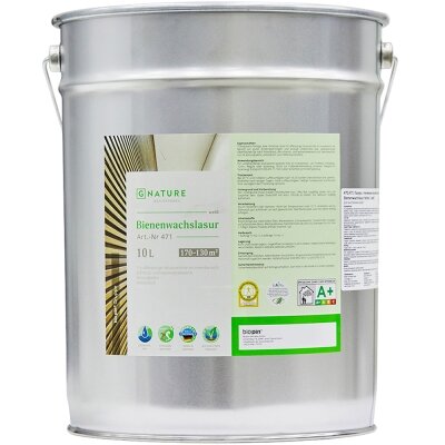 Лазурь Gnature 471 Bienenwachslasur с пчелиным воском для деревянных стен и потолков, белый 10л