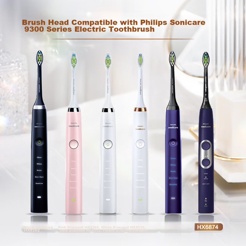 Насадка для электрической зубной щетки Philips Electric Toothbrush Heads, Diamond Bright White Type W2 HX6063/96, 3-Pack, Black, Compatible with Diamond 3 Series, 5 Series, 9 Series