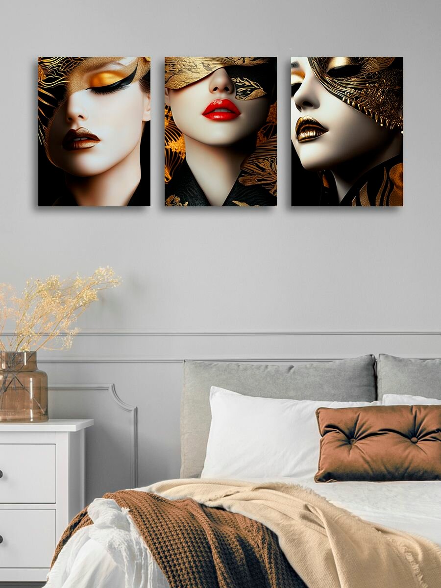 Комплект картин на холсте LOFTime 3 шт 30Х40 Гейша1 К-1118-3040