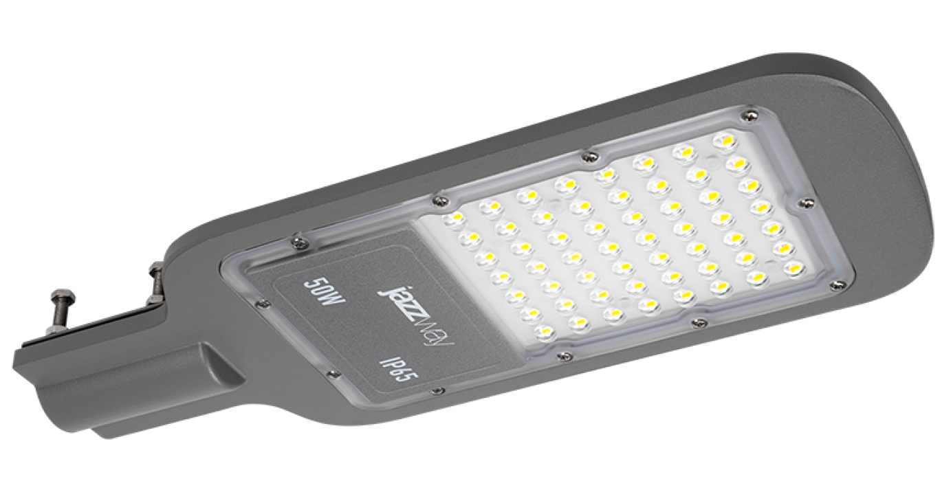 Светильник уличный Jazzway / Джазвэй PSL 07 консольный, светодиодный, в алюминиевом корпусе, с рассеивателем, мощностью 50Вт, 5000К IP65 5500Лм, размером 382х157х40мм / освещение