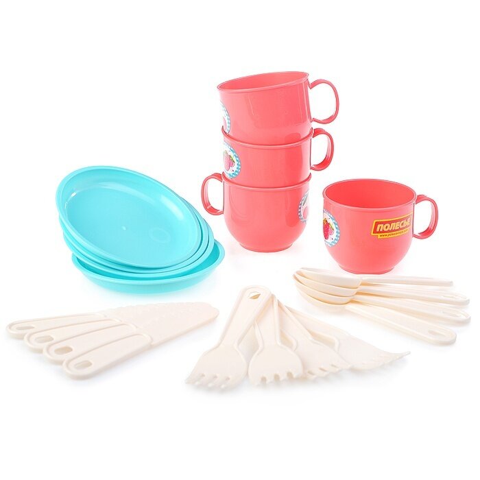 Набор детской посуды Полесье "Минутка" на 4 персоны, 20 элементов, в сетке (80257)