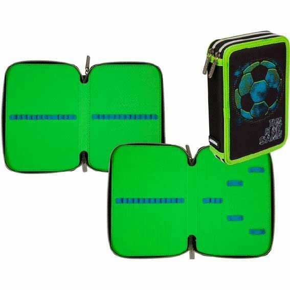 Пенал deVENTE 2 отделения, 205х140х52, "Football" текстиль, на молнии (7012317)