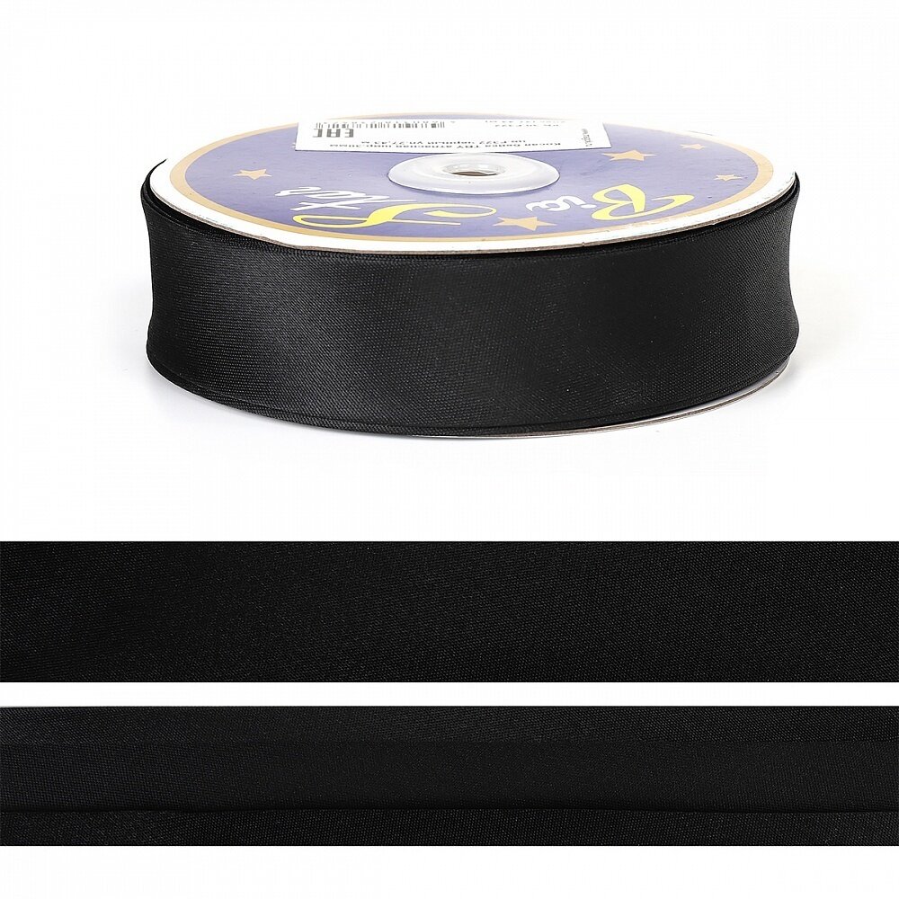 Косая бейка TBY атласная, B 30 мм, цвет F322, черный, 27,43 м (КБ.30. F322)